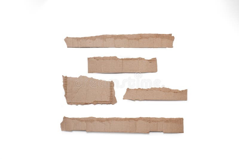 Ripped Pieces of Cardboard on a White Background with Copy Space Stock ...
