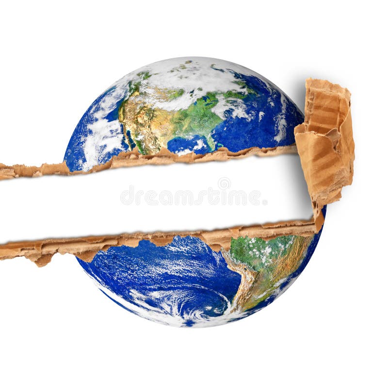 Ripped Planet Earth on White Background Stock Image - Image of crumbled ...