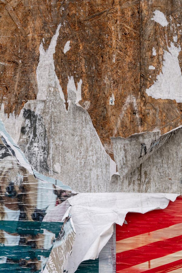 Ripped Posters on the Wall. Grunge Background Stock Image - Image of ...