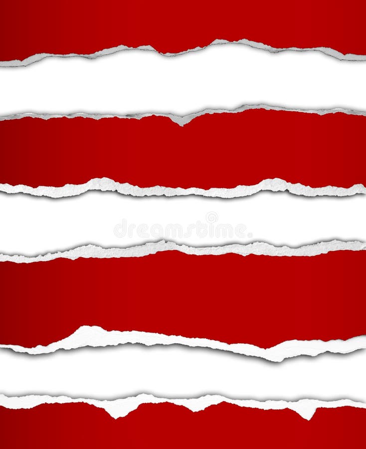 Ripped red papers on white stock image. Image of backdrop - 283789165