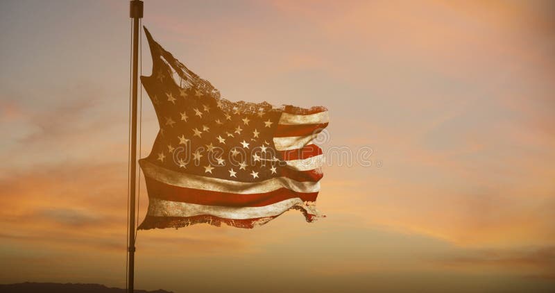 Ripped Tear Grunge Old Closeup Of Waving Confederate Animation Flag Of