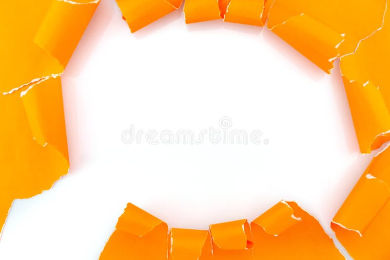 Ripped Torn Orange Paper on White Background Stock Image - Image of ...