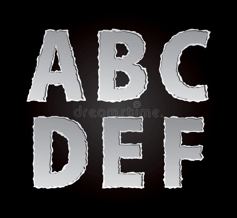 Ripped Torn Paper Alphabet Part 1 Stock Vector - Illustration of cutout ...