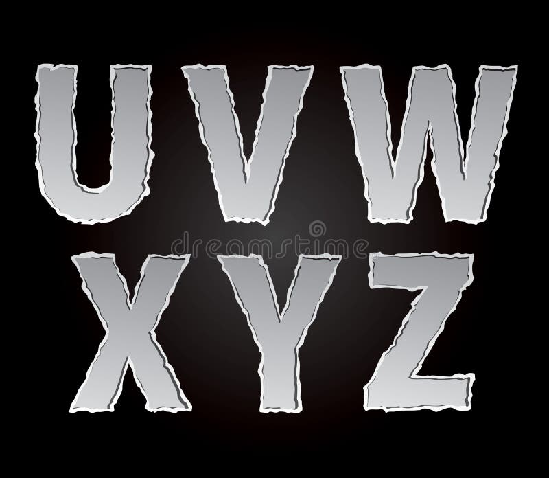 Ripped Torn Paper Alphabet Part 4 Stock Vector - Illustration of ...