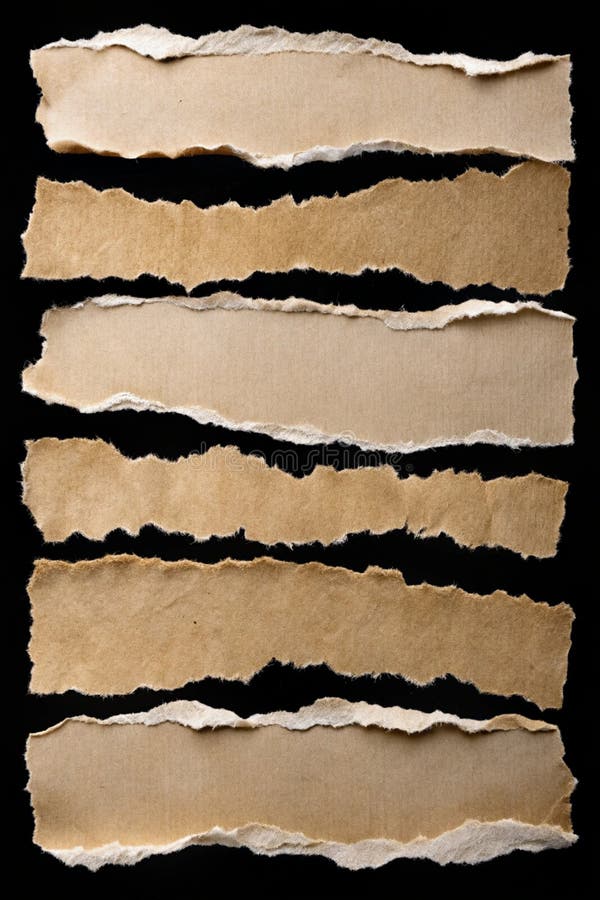 Ripped Torn Paper Edges on Black Background Stock Illustration ...