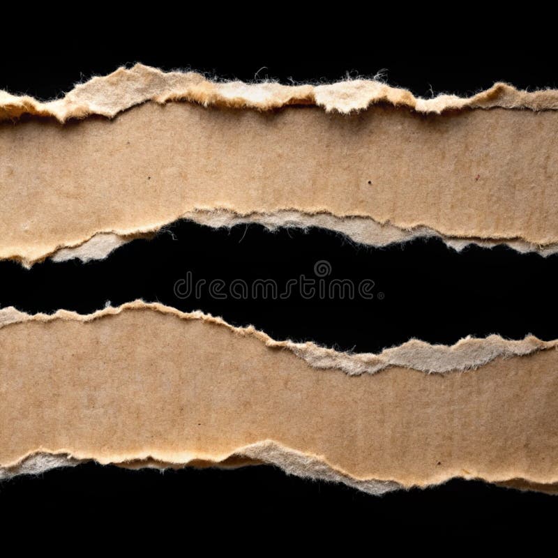 Ripped Torn Paper Edges Isolated on Black Background Stock Illustration ...