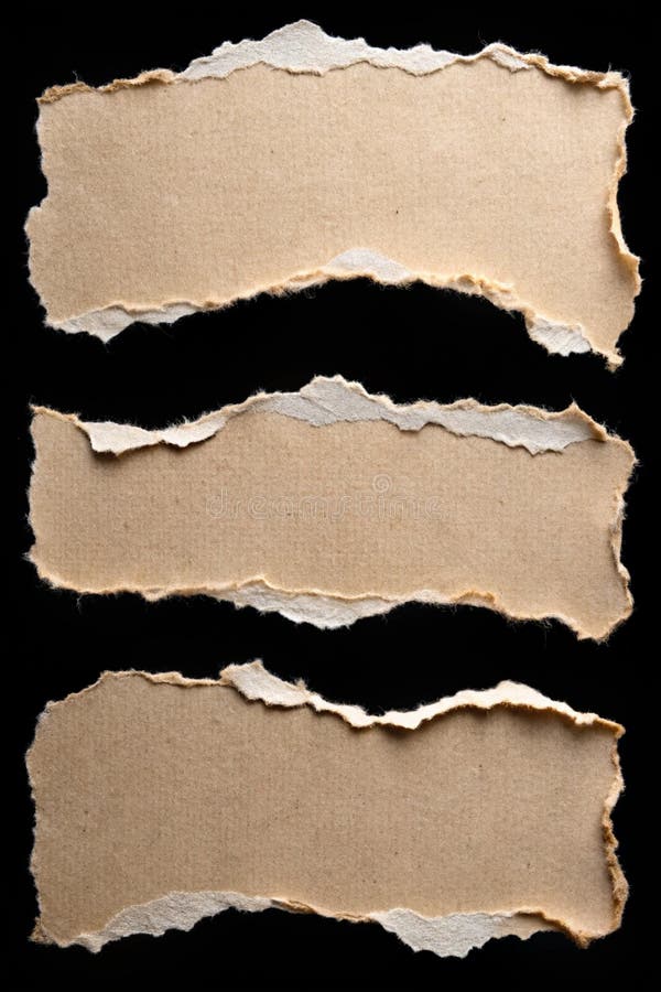 Ripped Torn Paper Edges Isolated on Black Background Stock Illustration ...