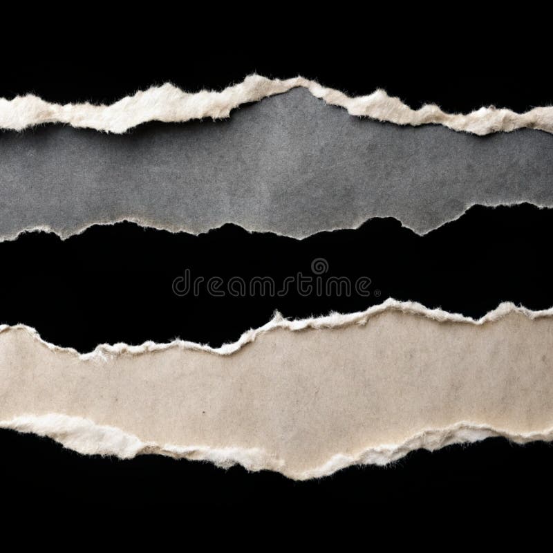 Ripped Torn Paper Edges Isolated on Black Background Stock Illustration ...