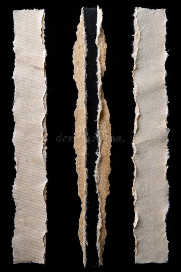 Ripped Torn Paper Edges Isolated on Black Stock Illustration ...