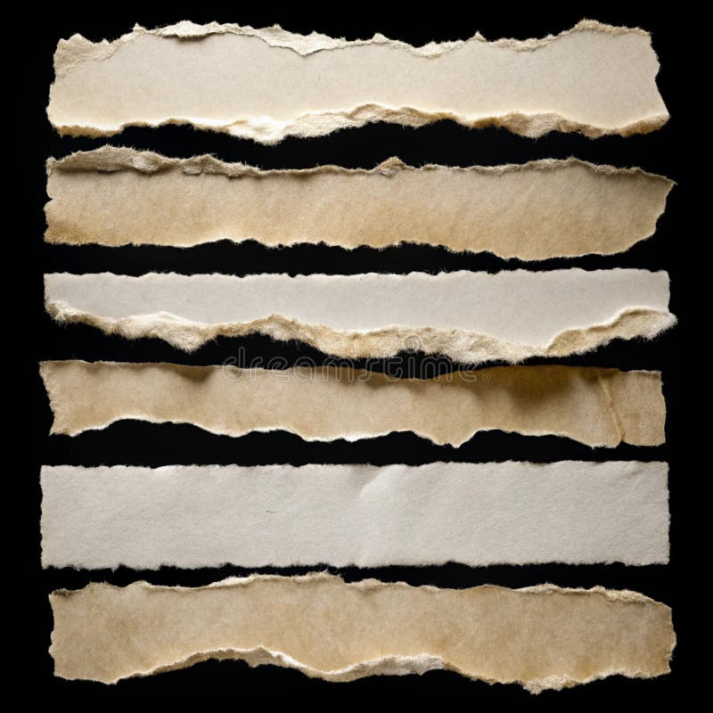 Ripped Torn Paper Edges Set on Black Background Stock Illustration ...