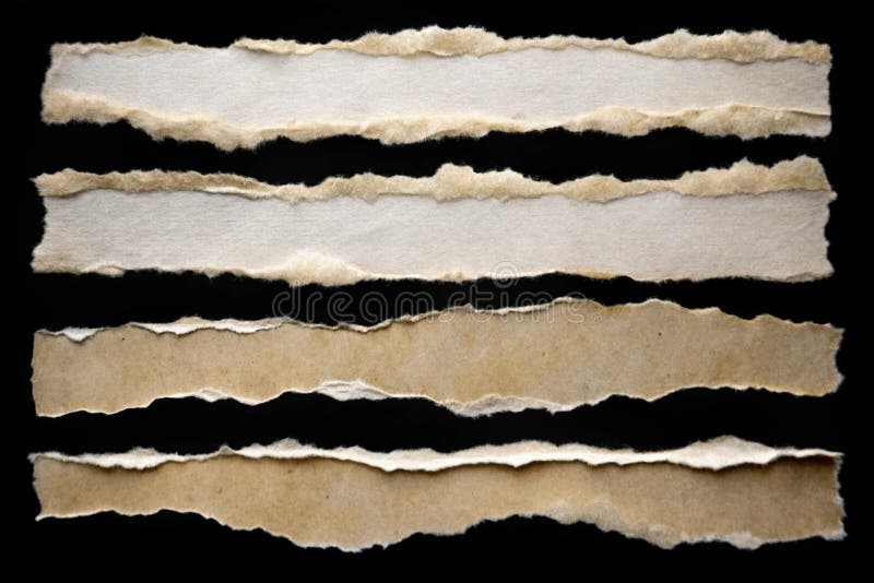 Ripped Torn Paper Edges Set on Black Background Stock Illustration ...