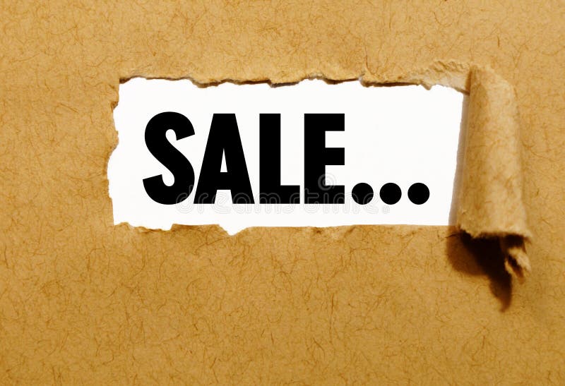 Ripped or Torn Paper Revealing Sale on White Stock Illustration ...