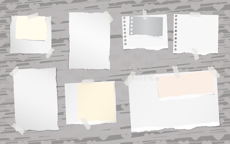 Ripped White Notebook, Note, Copy Book Paper Sheets Stuck on Pattern ...