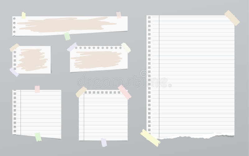 Ripped White Notebook, Note, Copybook Paper Sheets with Painted Brush ...