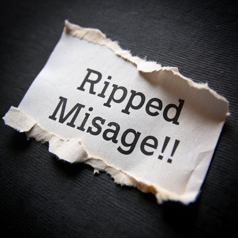 Ripped White Paper Message Isolated on Black Background Stock ...