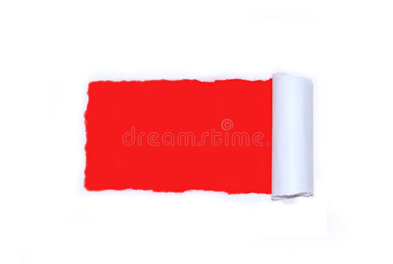 Red Header in Torn Paper Hole Stock Photo - Image of edge, curl: 29602050