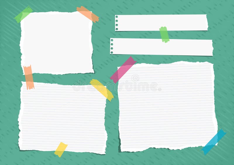 Ripped White Ruled Note, Notebook, Copybook Paper Sheets Stuck with ...
