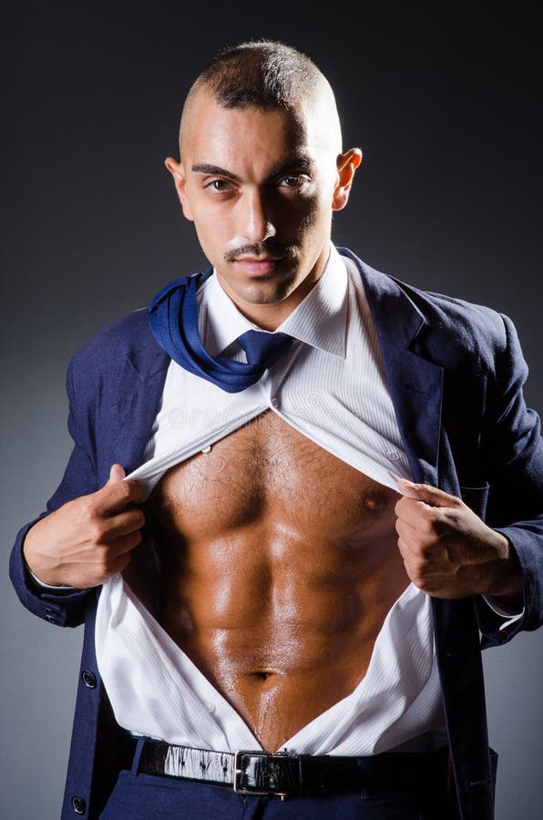 The Ripped Young Man in Studio Concept Stock Image - Image of excited ...