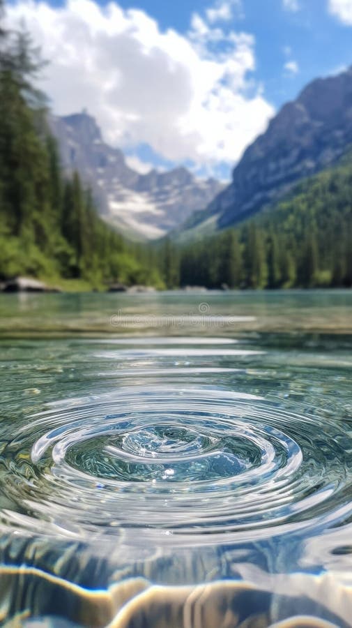 Ripple in Clear Mountain Lake with Scenic Mountain Backdrop, Nature ...