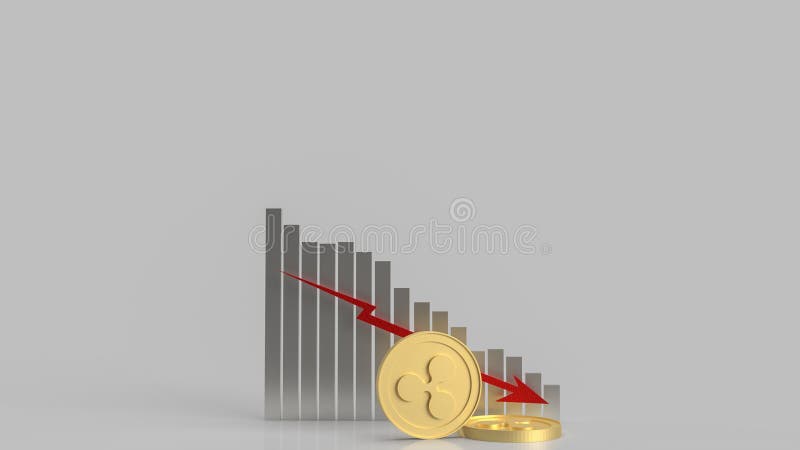 The Ripple Coins and Chart Down for Business Content 3d Rendering ...