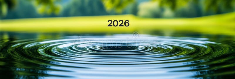 Ripple Effect, Nature Landscape with Number 2026 in, Reflection of 2026 ...