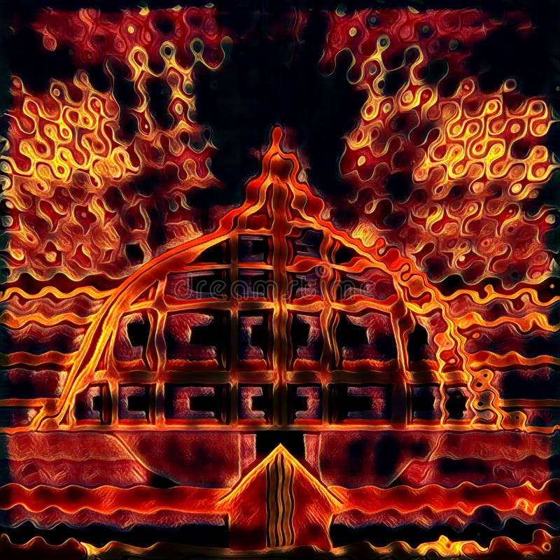 Ripple Effect and Shapes Pattern and Design in Red-hot Metal on a Black ...