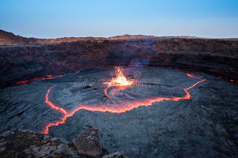 Ripple of Lava and Sparkling Lava at Erta Ale Volcano Stock Image ...