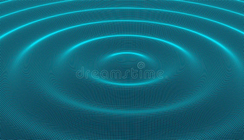 Blueprint Style Line- Art Ripple Effect. Wave Pattern Grid. Stock Image ...