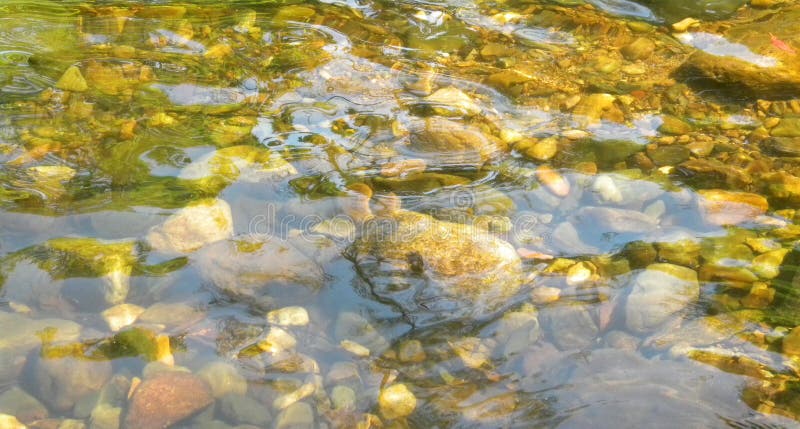 Ripples of Crystal-clear Water Reflect Light on Fresh Water Over ...