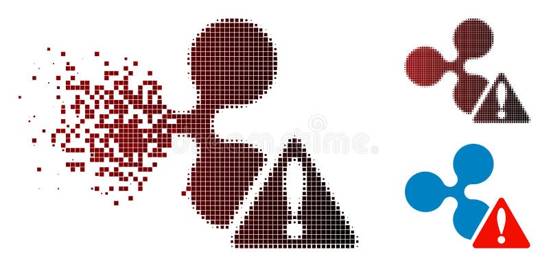 Dissolved Pixel Halftone Ripple Warning Icon Stock Vector ...