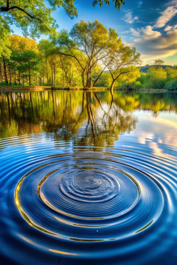 Ripple in the Water and the Reflection from the Trees Stock ...