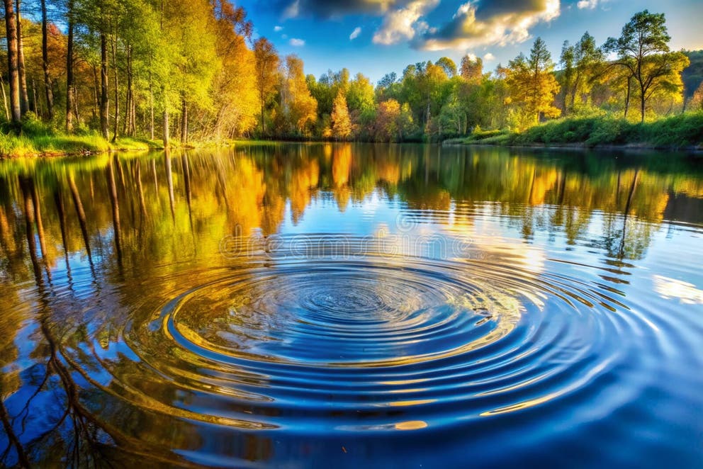 Ripple in the Water and the Reflection from the Trees Stock ...