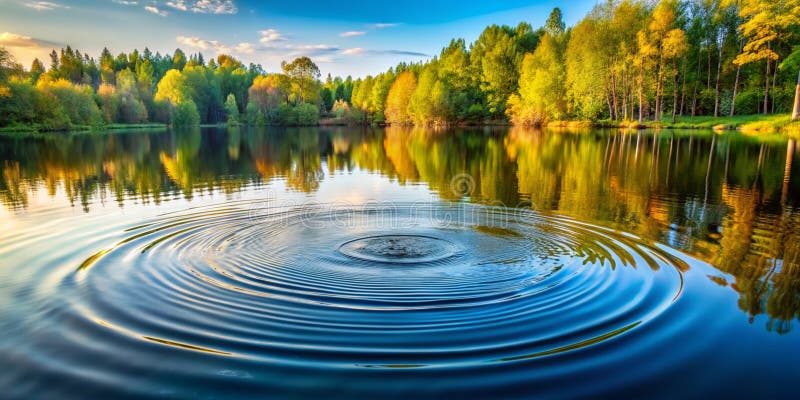 Ripple in the Water and the Reflection from the Trees Stock ...