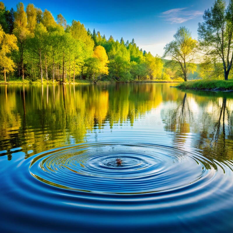 Ripple in the Water and the Reflection from the Trees Stock ...