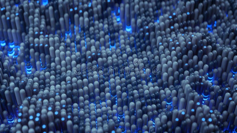 Ripple Waving Pattern with Glowing Blue Elements 3D Render Illustration ...