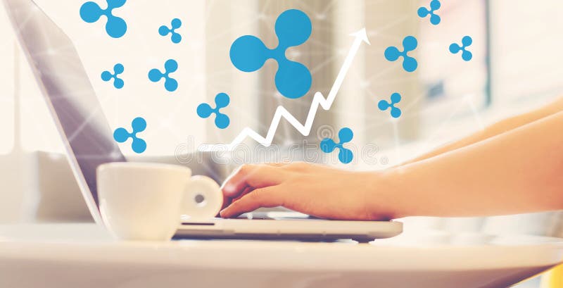 Ripple with Woman Using a Laptop Stock Photo - Image of coin, finance ...