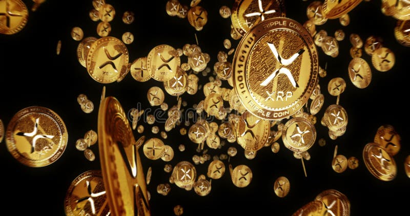 Ripple XRP Cryptocurrency Golden Coin Rain Isolated Loop on Green ...