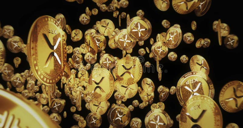 Ripple XRP Cryptocurrency Golden Coin Rain Isolated Loop on Green ...