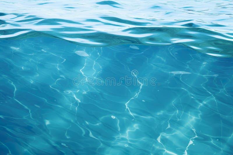 Rippled, Blue Water Surface with Light Reflections. Underwater ...