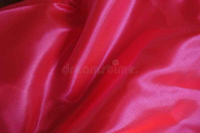 Rippled Bright Reddish Pink Satin Fabric Stock Image - Image of fashion ...