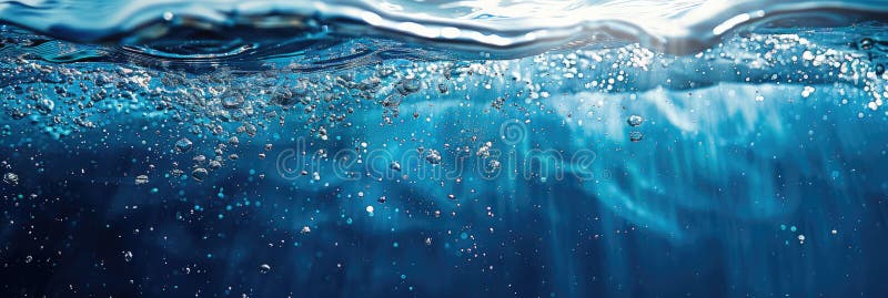 Rippled Clear Blue Water with Bubbles Background. Transparent Aquatic ...