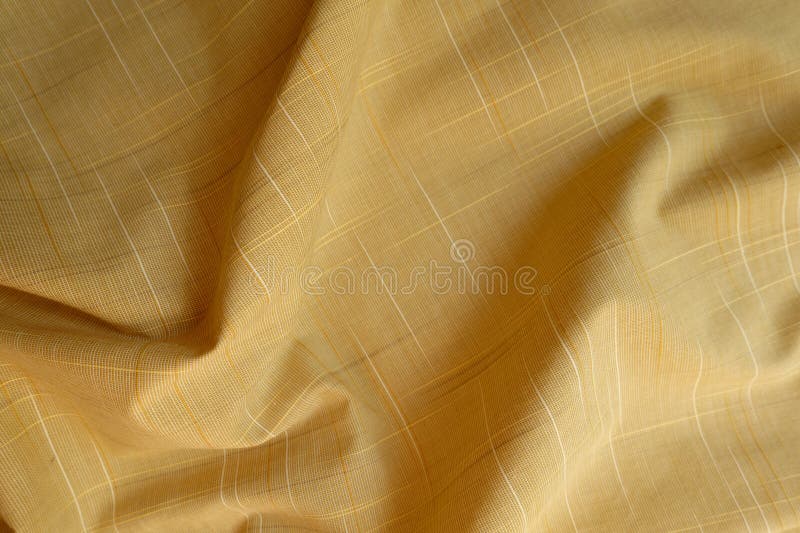 Rippled Sand Yellow Checkered Cotton Fabric Stock Image - Image of ...