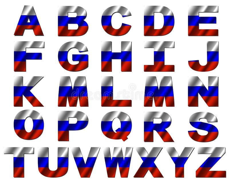 Russian Federation Flag Font Isolated on White Illustration Stock ...