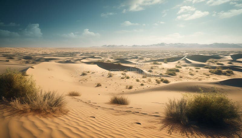Rippled Sand Dunes in Arid Africa Wilderness Generated by AI Stock ...