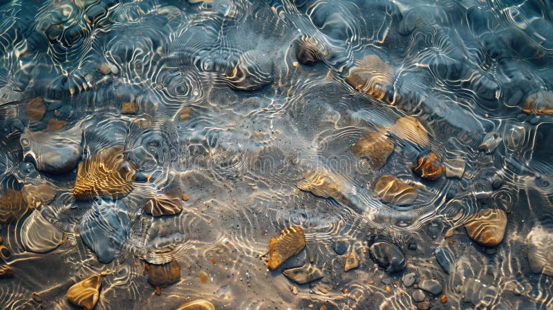 Rippled Water Surface Over Riverbed Pebbles Stock Illustration ...