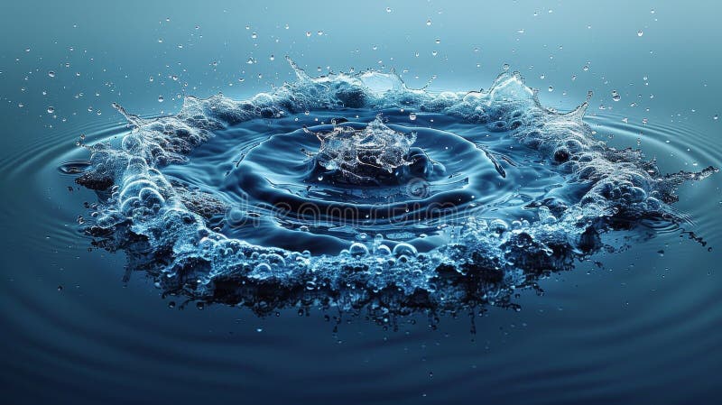 Ripples on a Blue Background. Top View of a Circular Wave. Modern ...