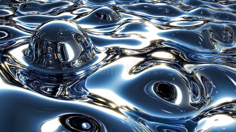 Reflective Surface with Ripples and Bubbles Created by Light on a ...