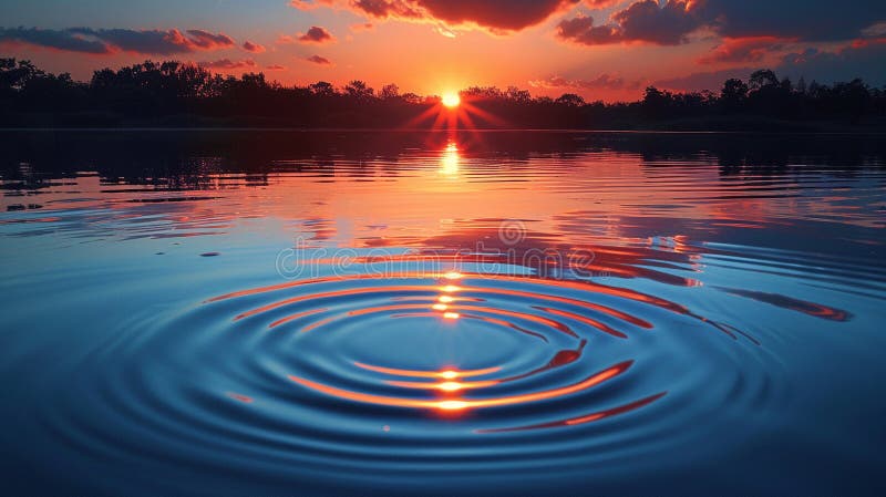 Ripples on a Calm Lake Surface at Dawn Stock Photo - Image of ...