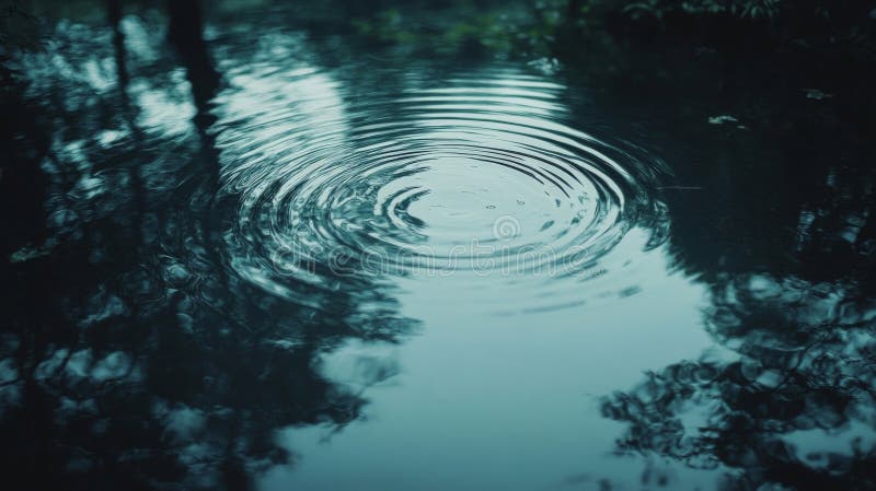 Ripples in a Calm Pond Reflecting Tree Silhouettes Stock Illustration ...