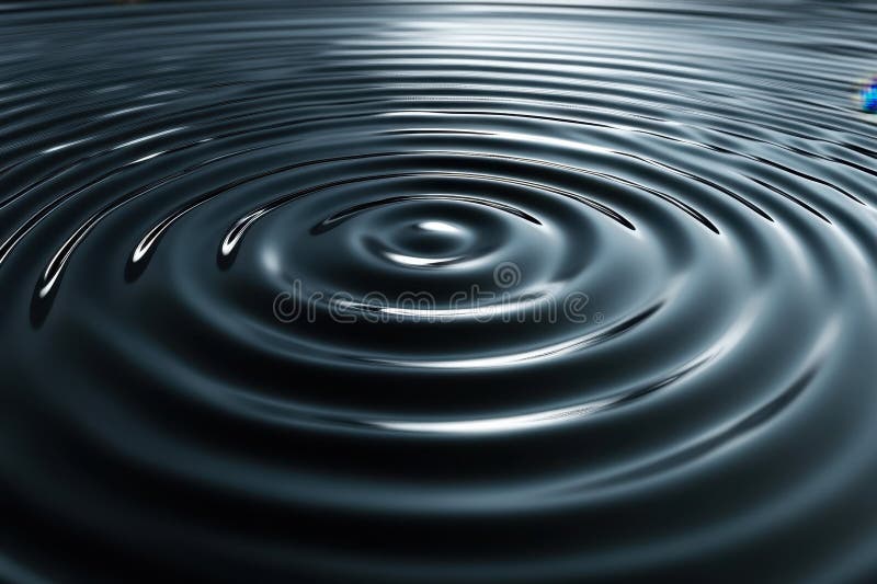 Ripples Create Mesmerizing Patterns on a Calm Surface of Dark Water ...